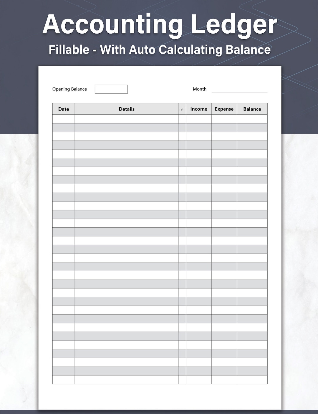 Accounting Ledger, Fillable and Printable Accounts Template, Business ...