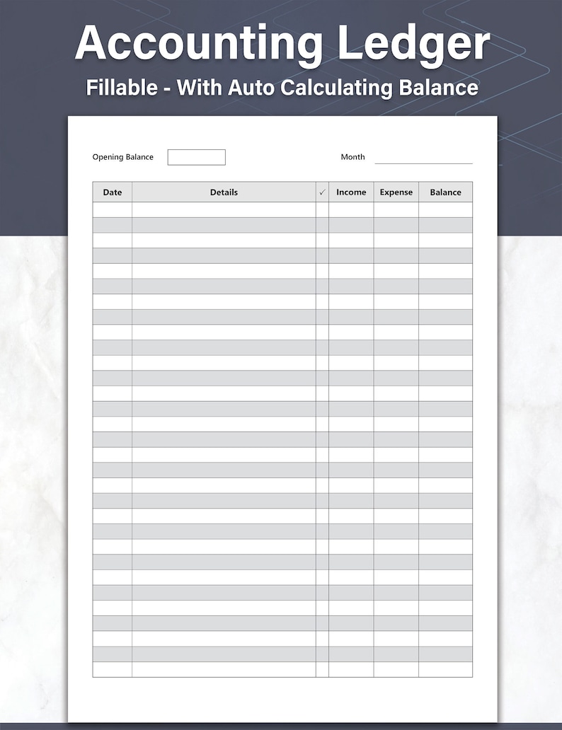 Accounting Ledger, Fillable and Printable Accounts Template, Business ...