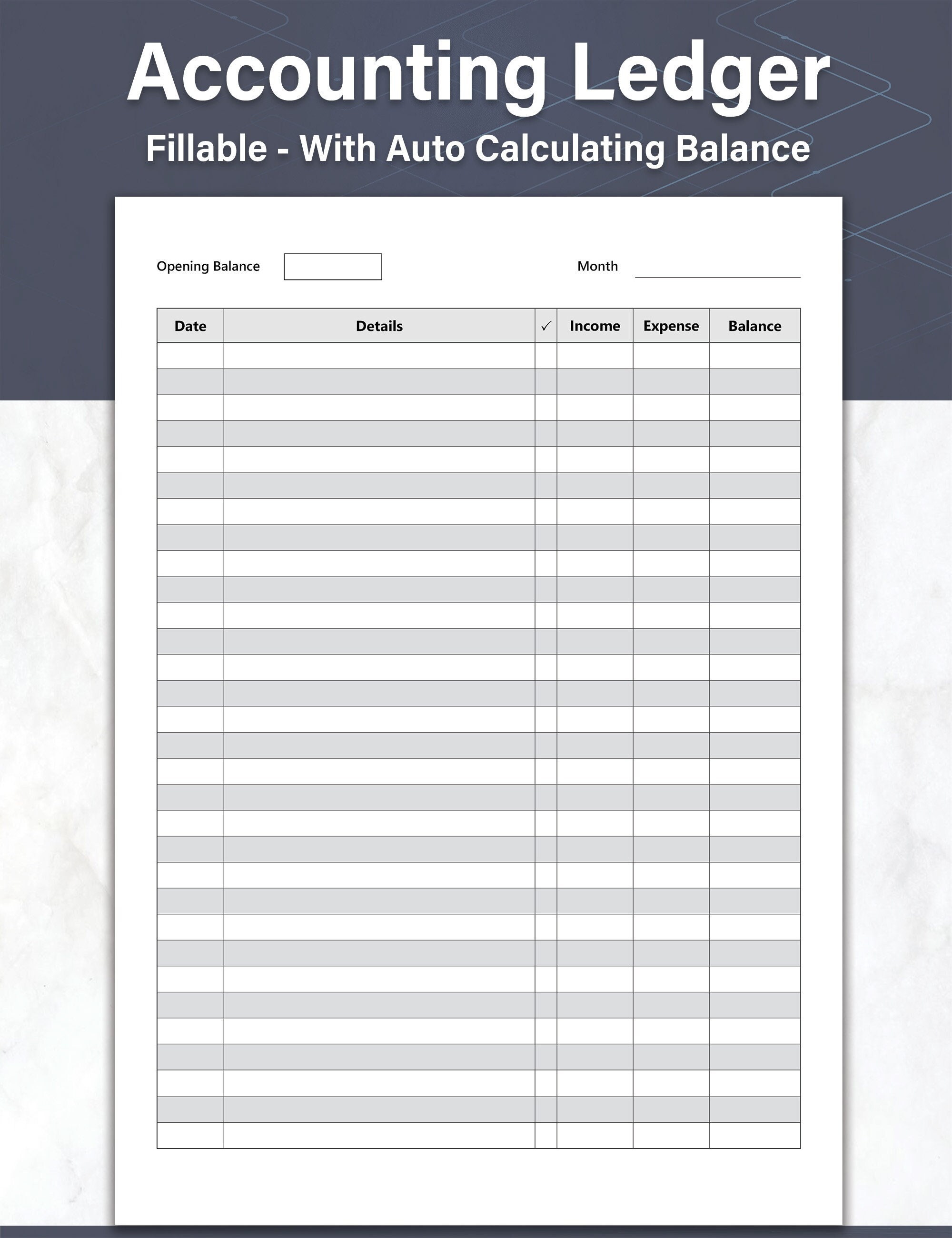 Accounting Ledger, Fillable and Printable Accounts Template, Business ...