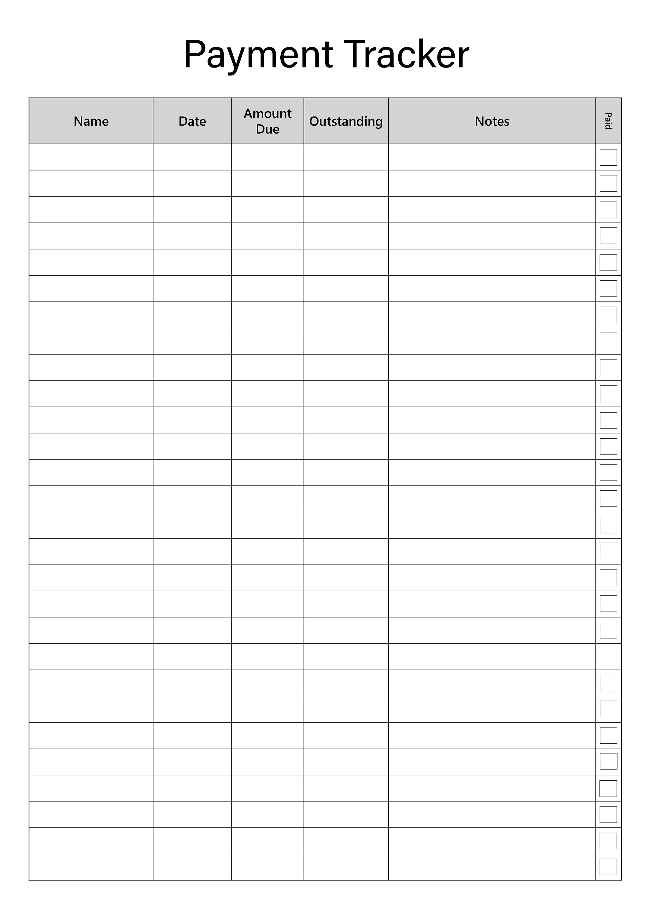 Payment Tracker and Client Payment History Log, Simple Fee Payment ...
