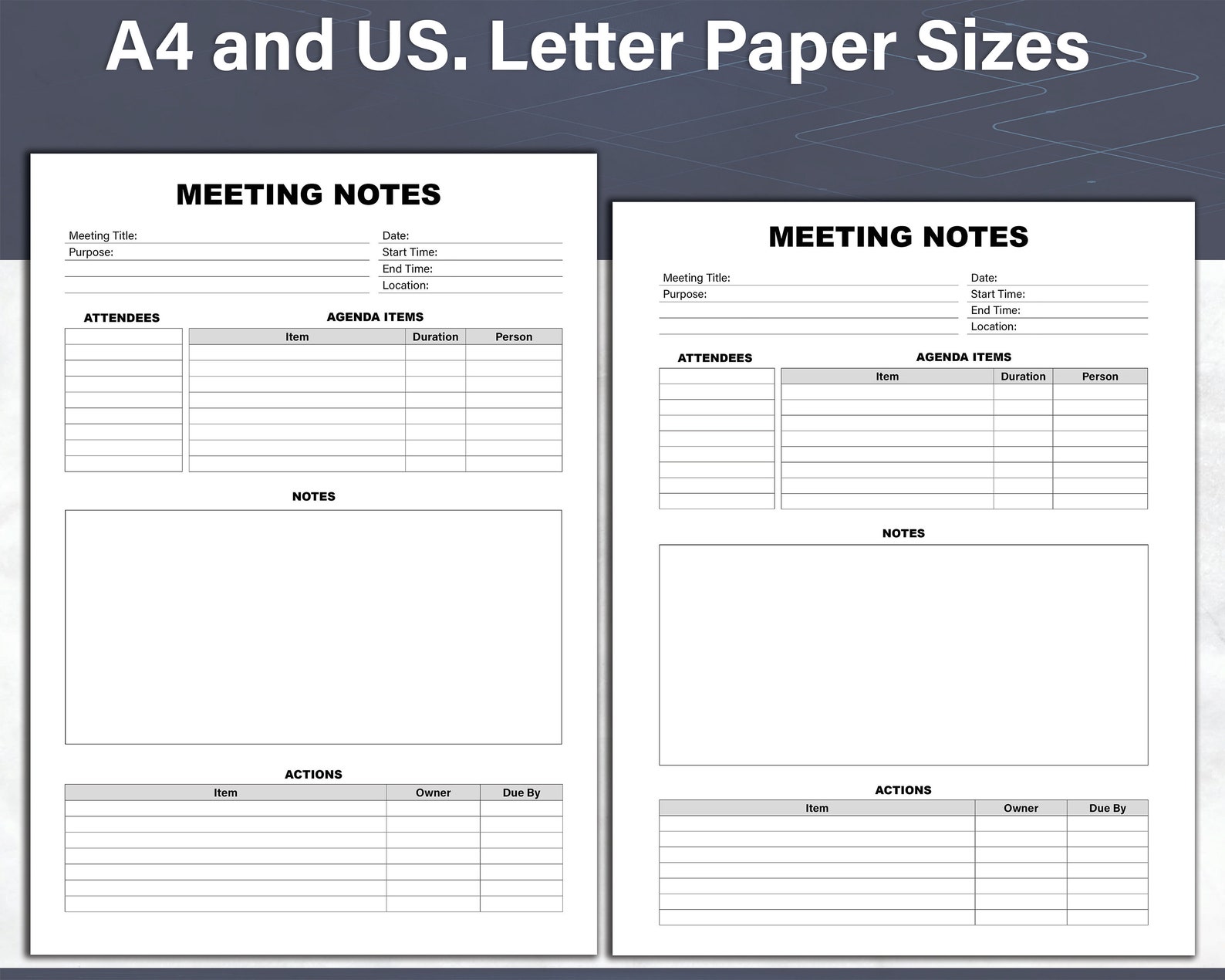 Meeting Notes Template, Agenda Planner, Customizable Client Meeting ...