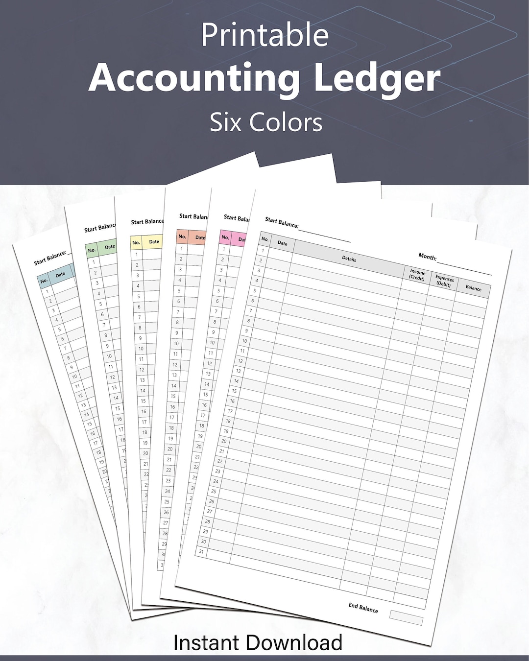 Accounting Ledger, General Ledger Sheets, Money Tracker, Printable ...