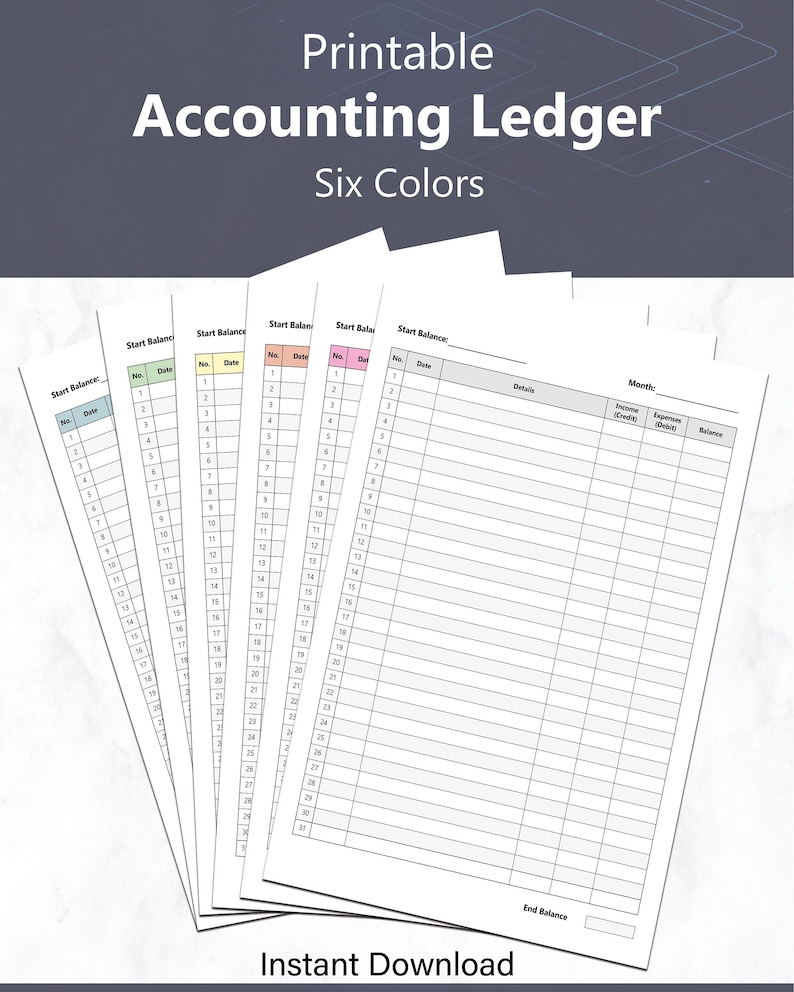 Accounting Ledger, General Ledger Sheets, Money Tracker, Printable ...