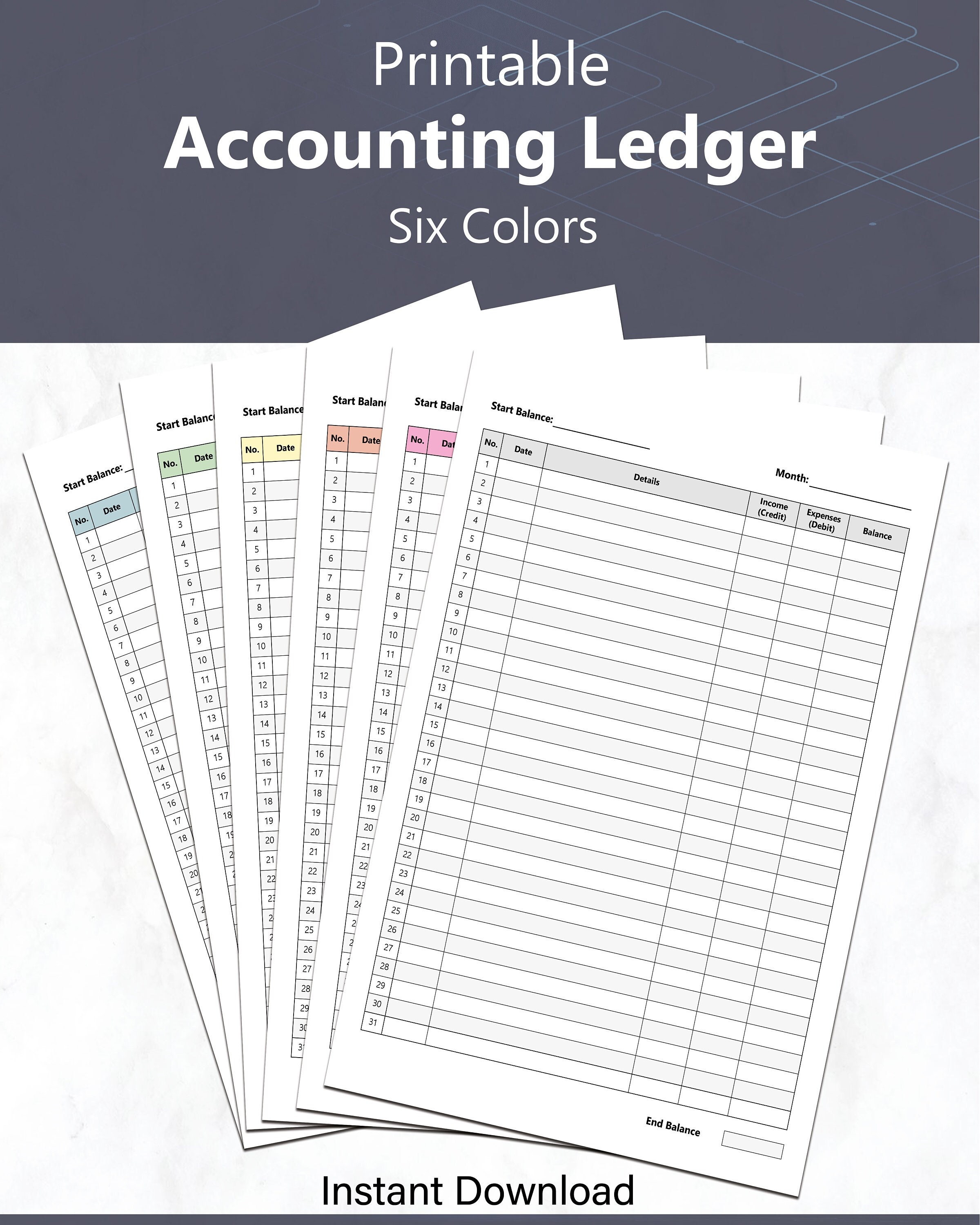 Accounting Ledger, General Ledger Sheets, Money Tracker, Printable ...