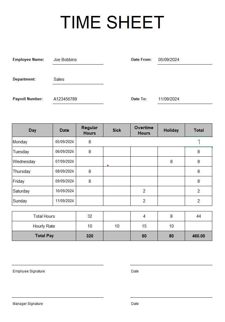 Employee Time Sheet, Printable Weekly Time Tracker, Employee Work Time ...