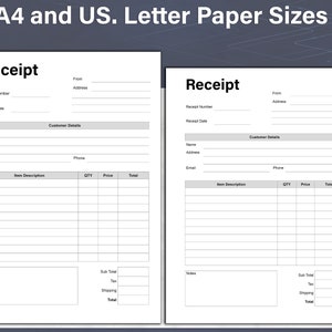 Receipt Template Printable Customer Order Receipt, Small Business Sales ...