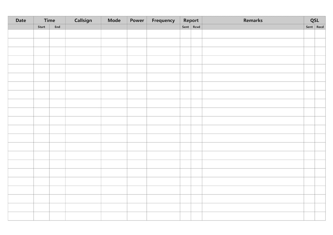 Ham Radio Log Sheets, Printable Amateur Radio Log, Logbook and QSL ...