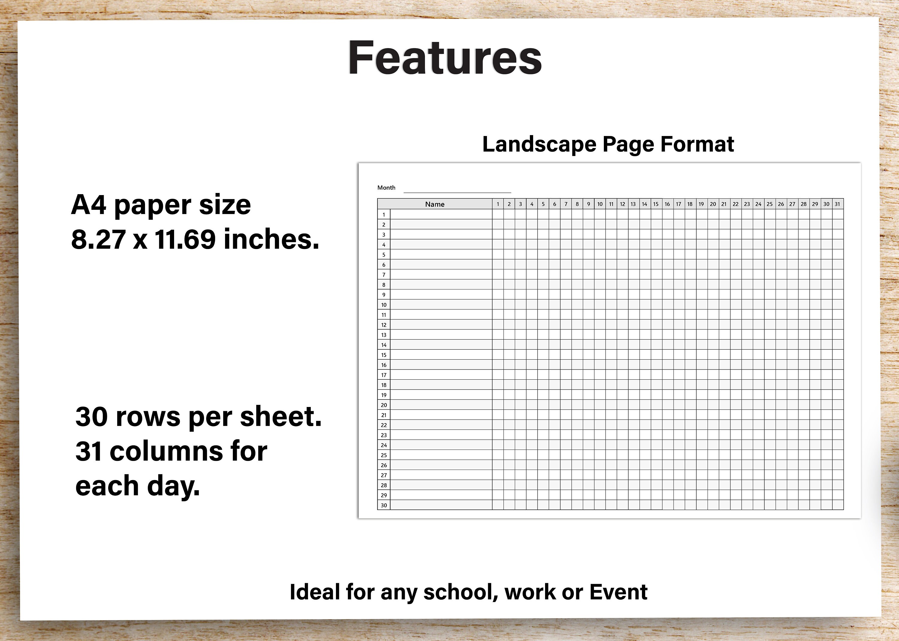 Attendance Tracker Printable Attendance Record Sheet for Schools ...