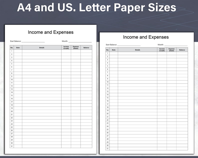 Expense Tracker, Income and Expense Sheet, Simple Accounting Ledger ...