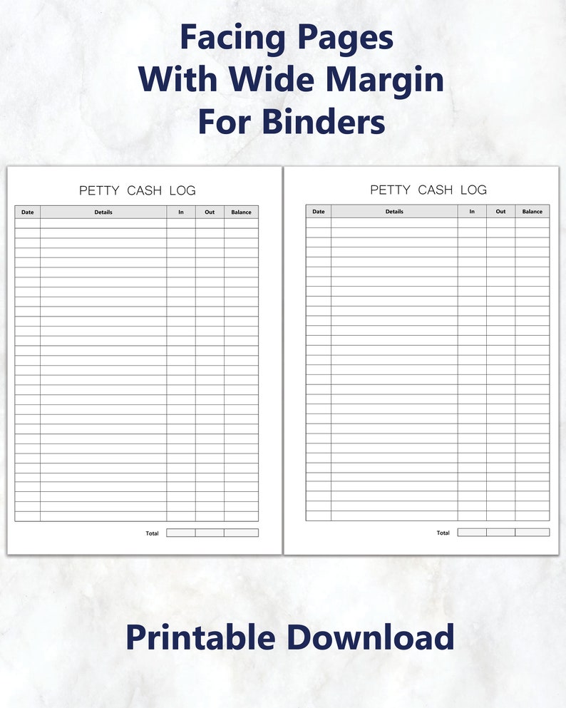 Petty Cash Log Printable Petty Cash Ledger Sheets Ideal for - Etsy UK