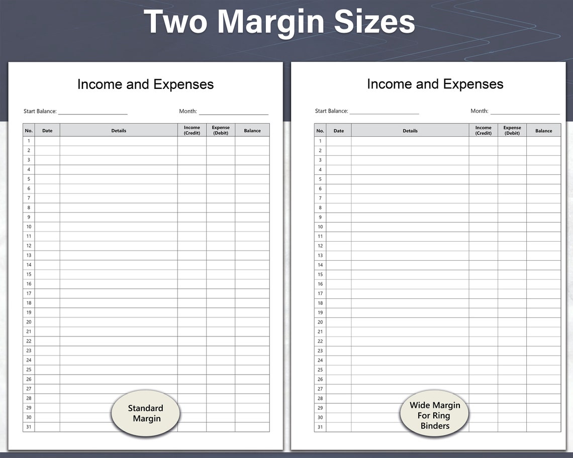 Expense Tracker, Income and Expense Sheet, Simple Accounting Ledger ...