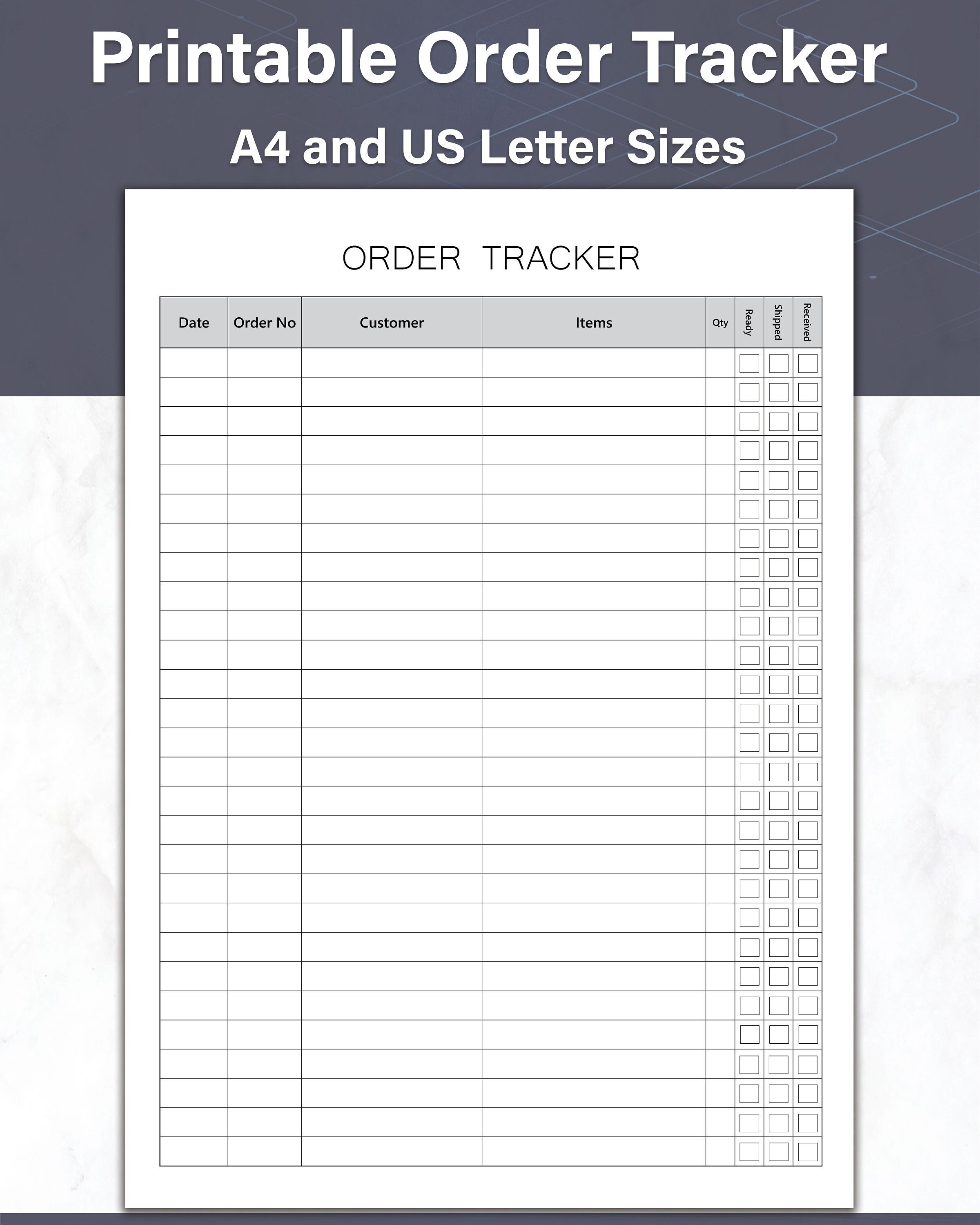 Order Tracker Printable Customer Order Log and Sales Tracker, Ideal for ...