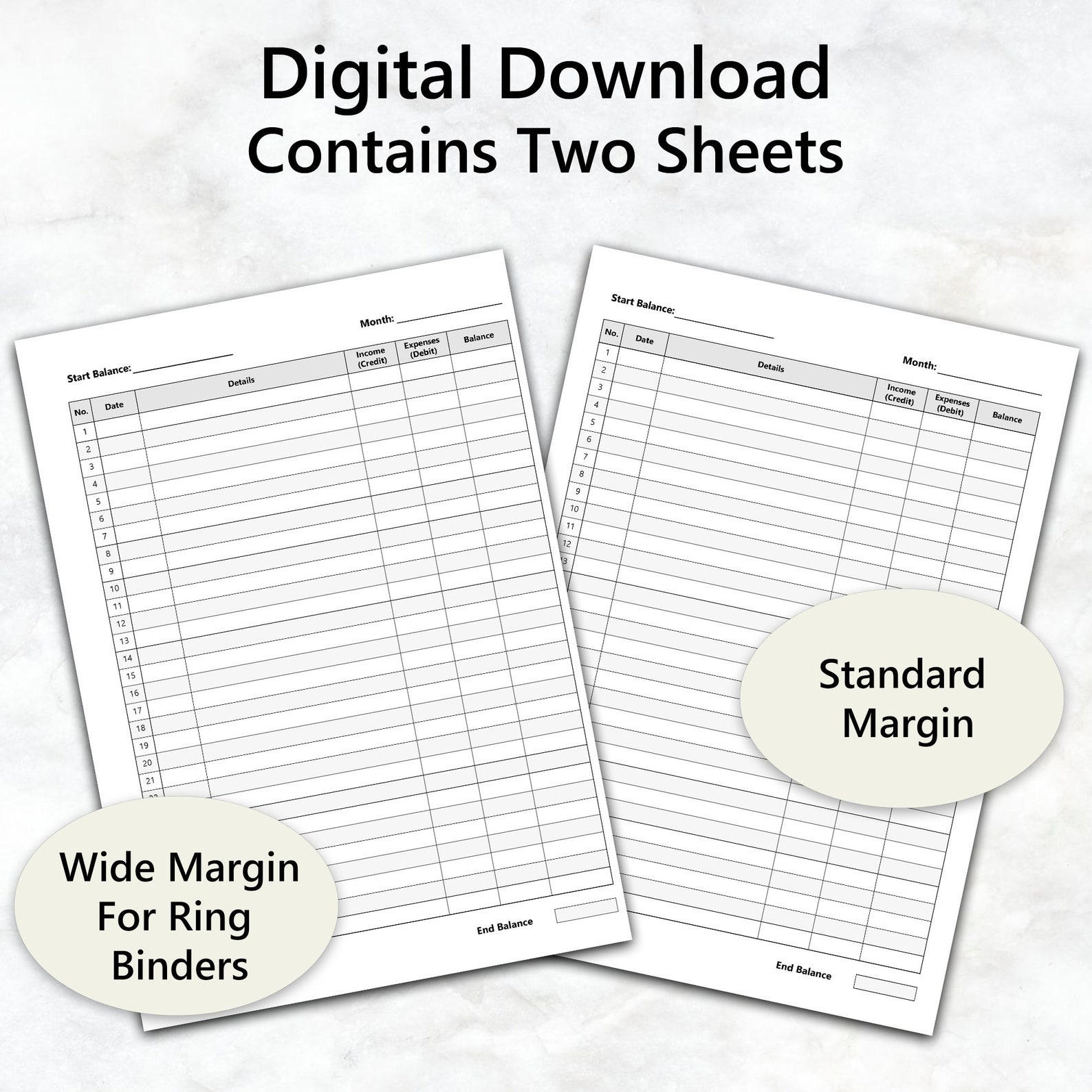 Printable Accounting Ledger General Ledger Sheet, Money Tracker and ...