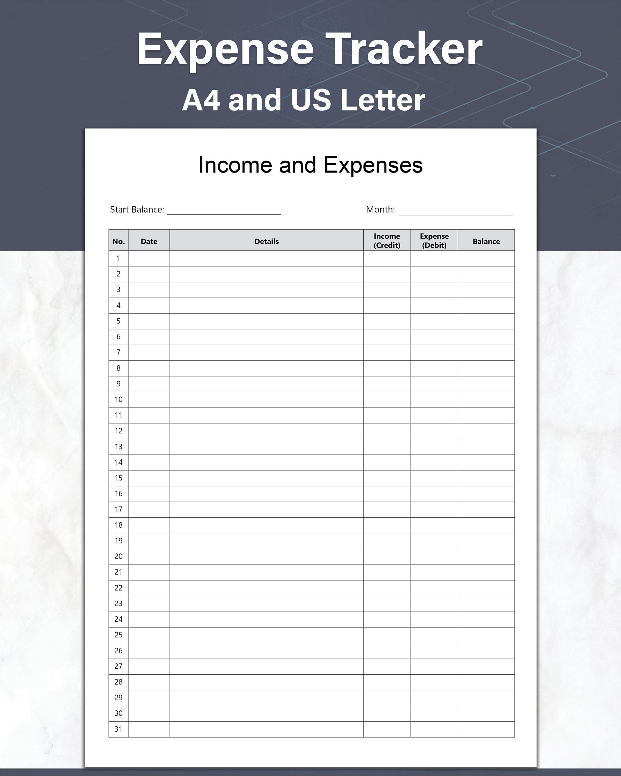 Expense Tracker, Income and Expense Sheet, Simple Accounting Ledger ...
