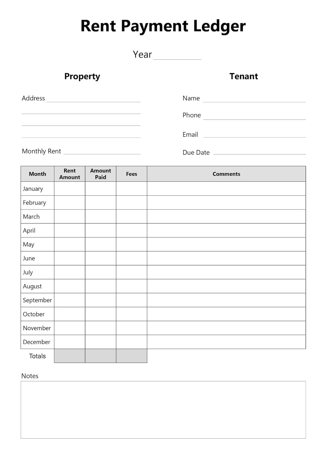 Rent Payment Tracker, Printable Rent Payment Ledger, Rental Payment Log ...