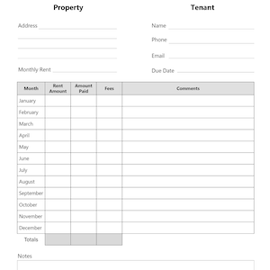 Rent Payment Tracker, Printable Rent Payment Ledger, Rental Payment Log ...