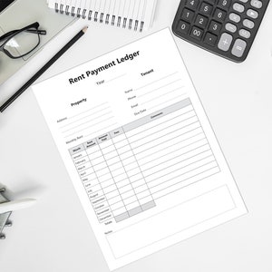 Rent Payment Tracker, Printable Rent Payment Ledger, Rental Payment Log ...