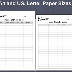 Printable Sign in Sheet, Simple Sign in Form for Your Front Desk or ...