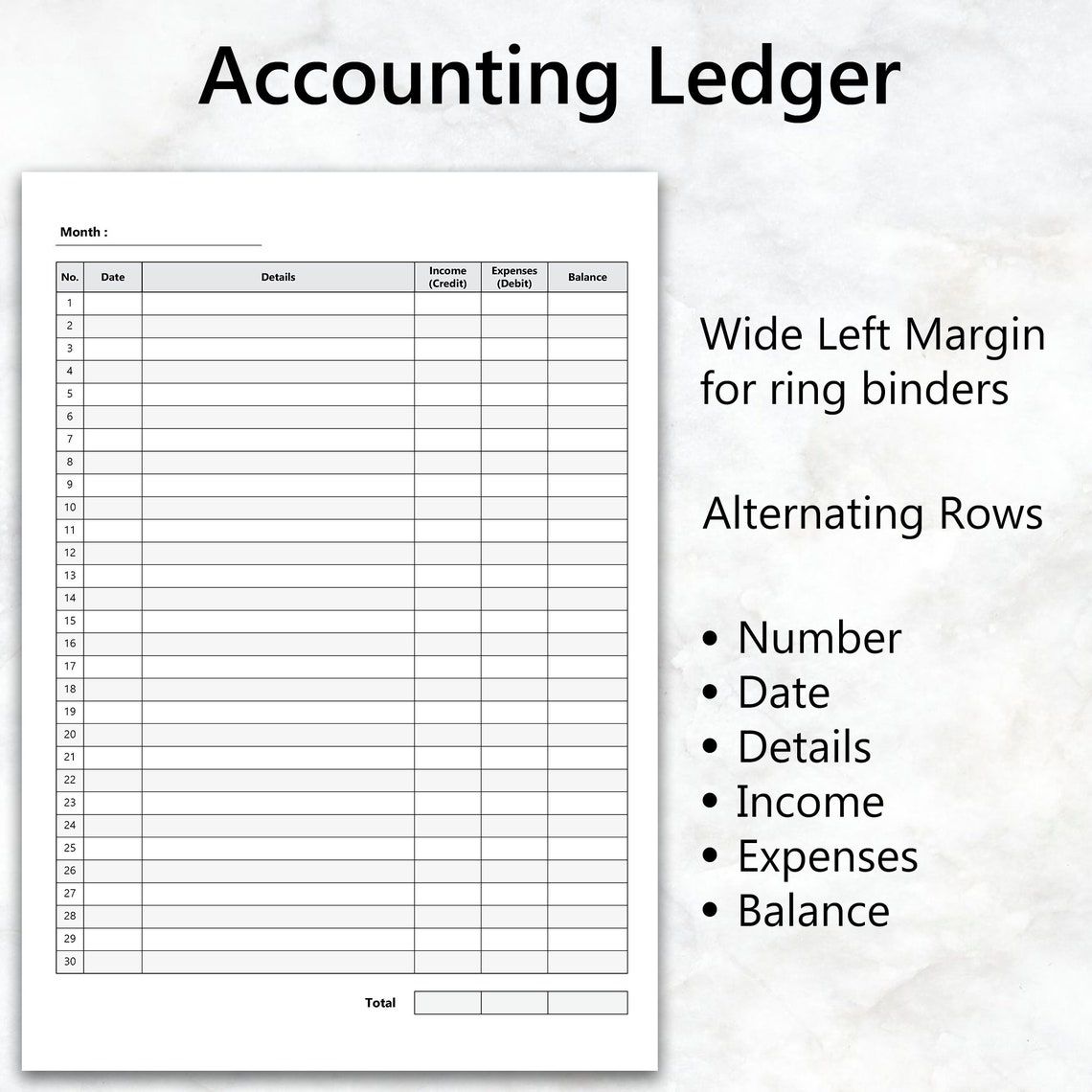 Printable Accounting General Ledger Sheet, Accounting Ledger and Money ...