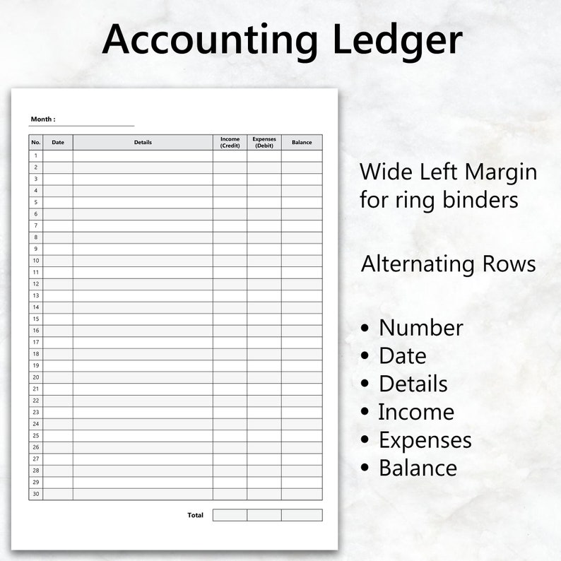 Printable Accounting General Ledger Sheet, Accounting Ledger and Money ...
