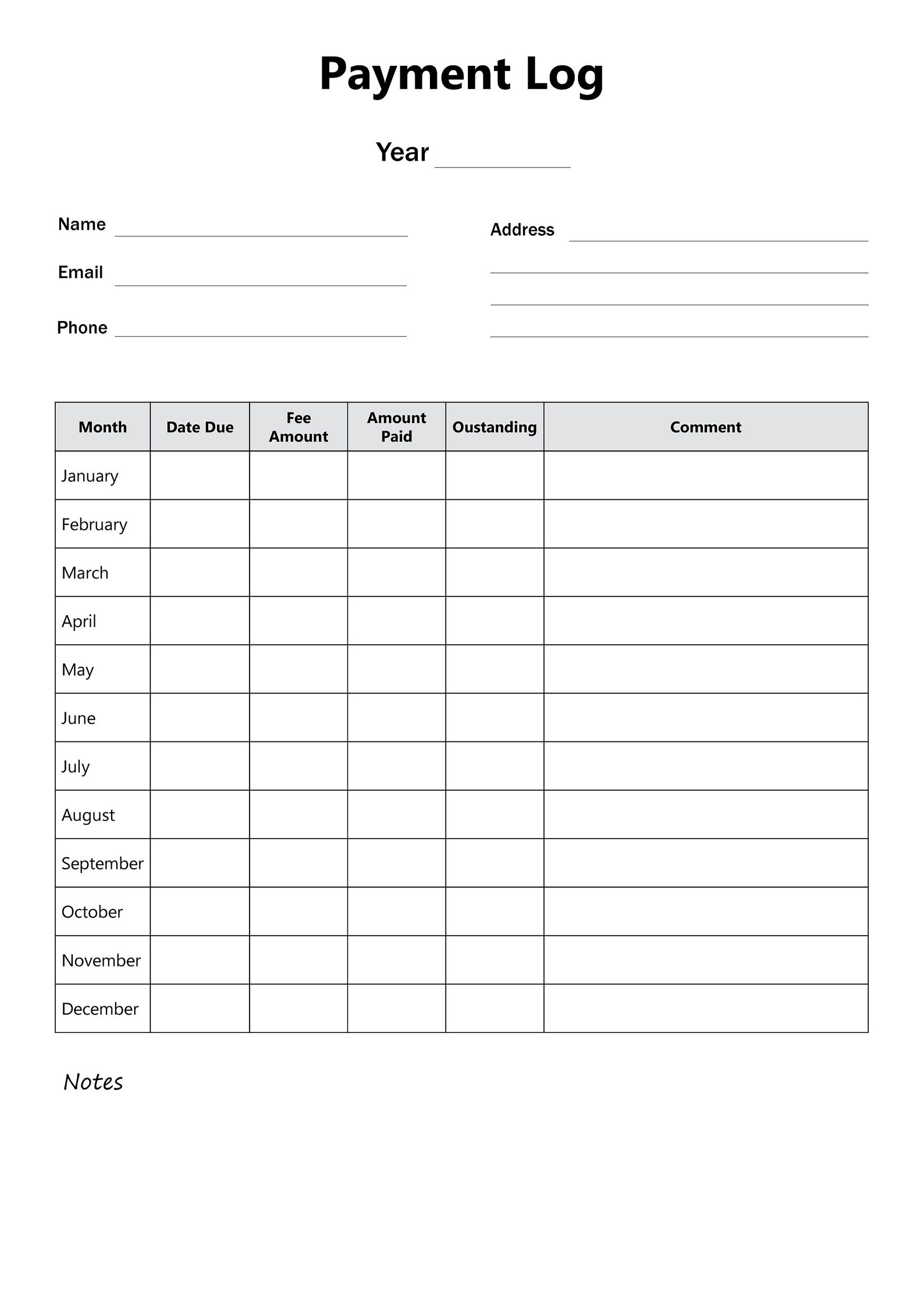 Payment Tracker, Client Payment History and Fee Payment Tracker, Ideal ...