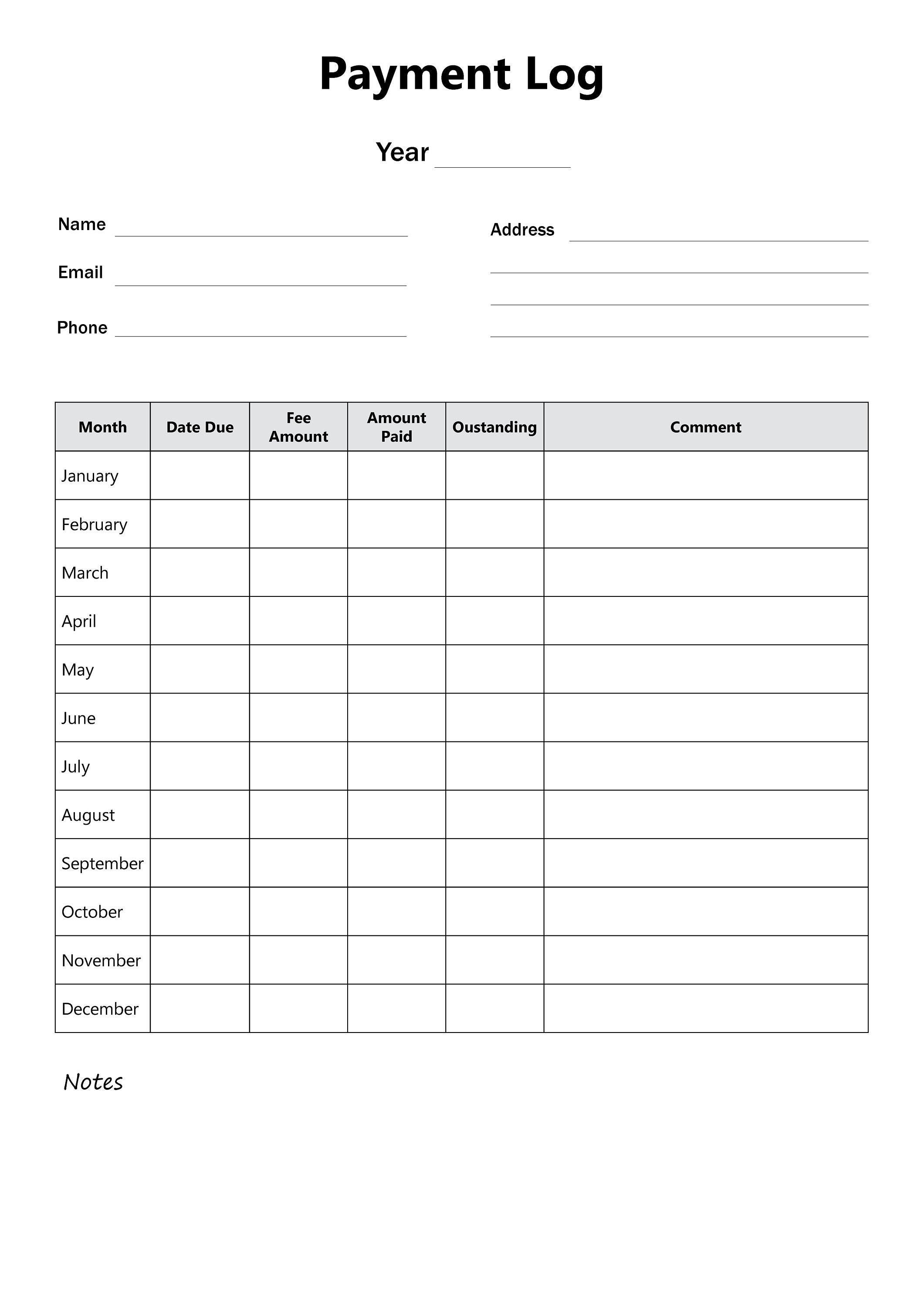 Payment Tracker, Client Payment History and Fee Payment Tracker, Ideal ...