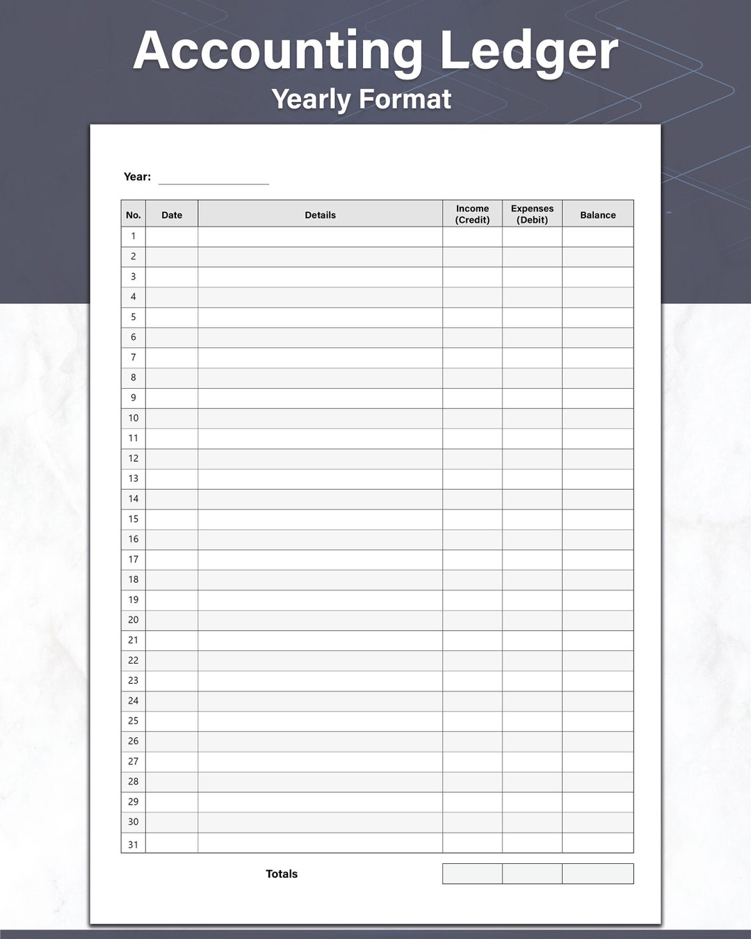 Accounting Ledger Template, Yearly Accounts and General Ledger Sheet ...