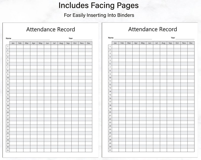 Attendance Sheet Printable Attendance Tracker, Ideal for School, Employees and Students - Etsy