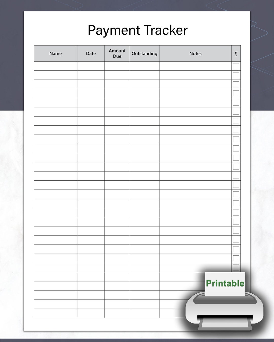 Payment Tracker and Client Payment History Log, Simple Fee Payment ...