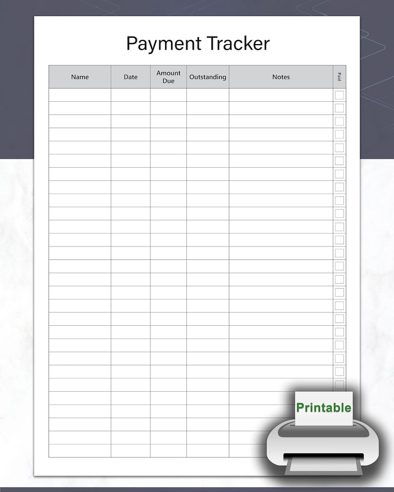 Payment Tracker and Client Payment History Log, Simple Fee Payment ...
