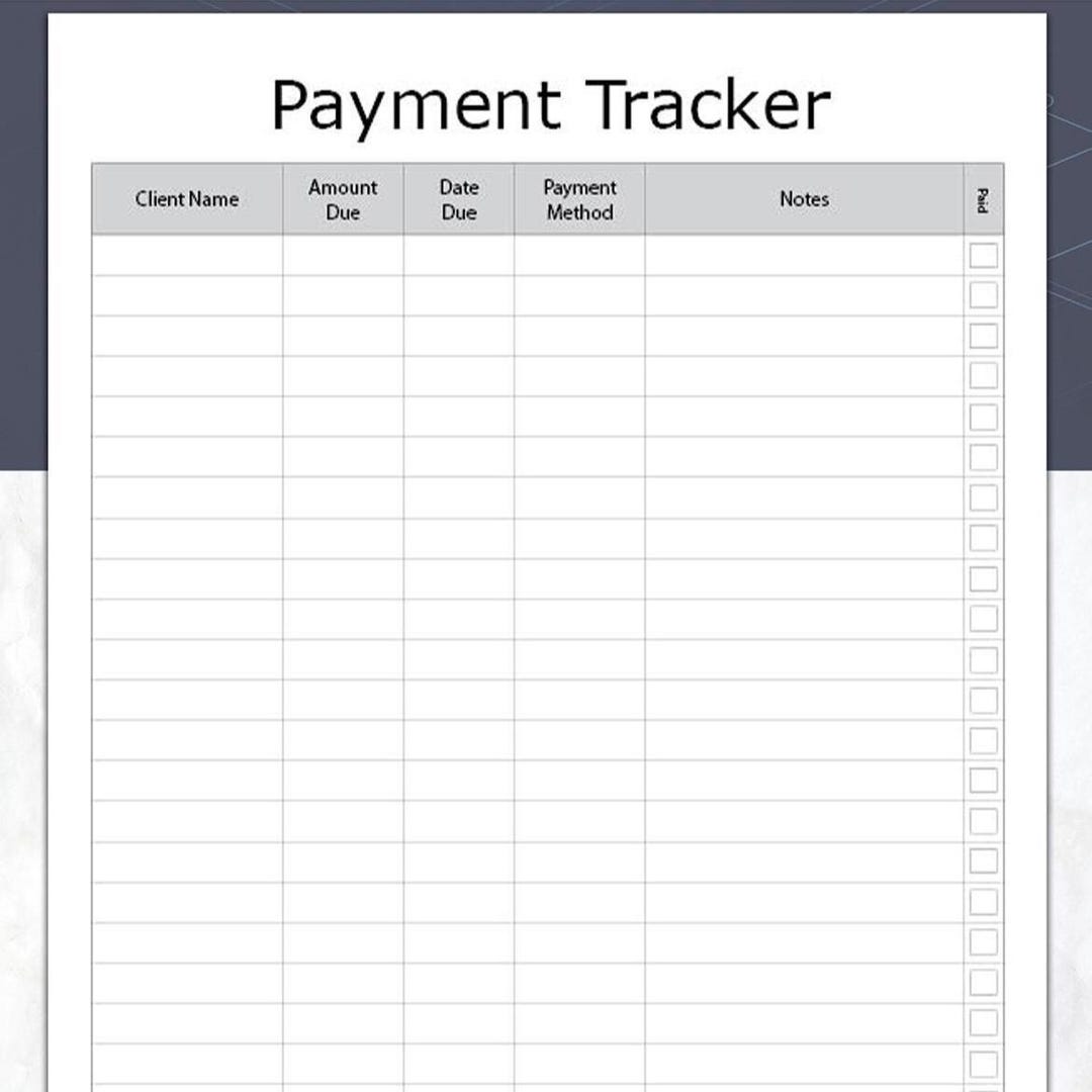 Payment Tracker, Simple Printable Fee Payment Tracker and Client ...