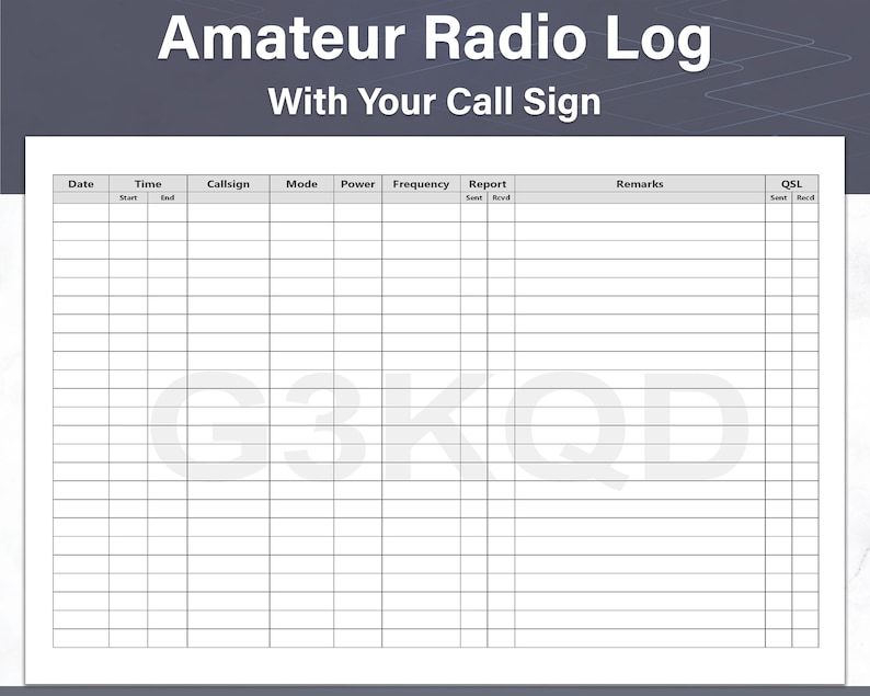 Personalized Ham Radio Log Sheet With Your Amateur Radio Call Sign ...