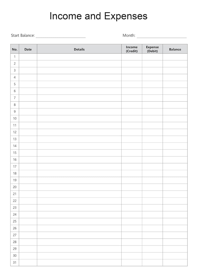 Expense Tracker, Income and Expense Sheet, Simple Accounting Ledger ...