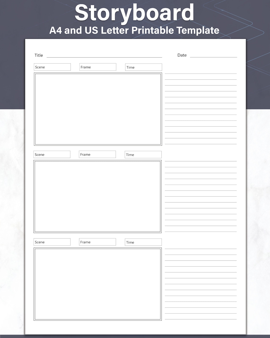 Storyboard Printable Template, Digital Collage Template and Youtube ...