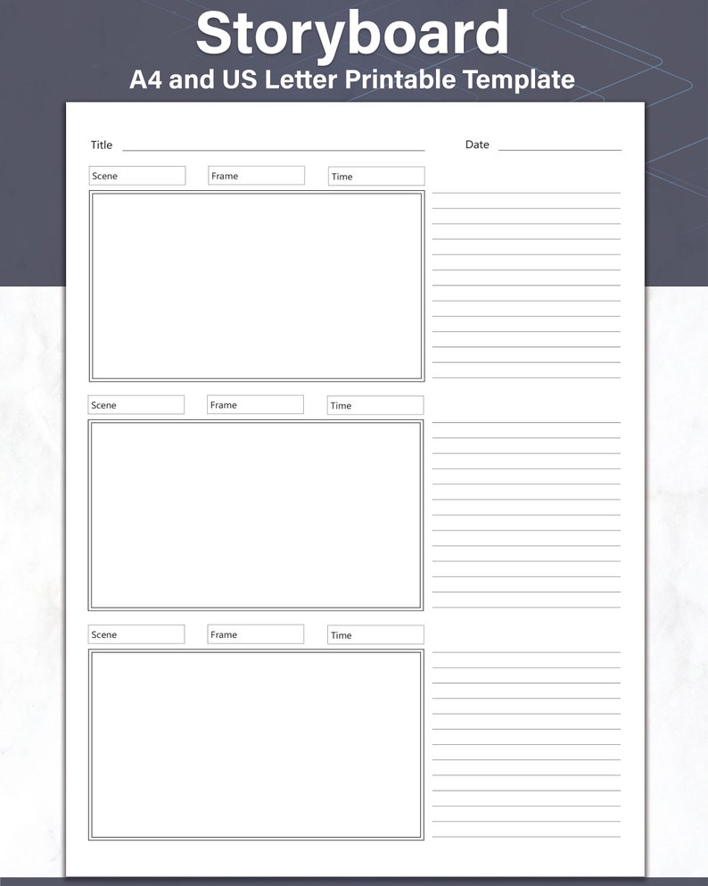 Storyboard Printable Template, Digital Collage Template and Youtube ...