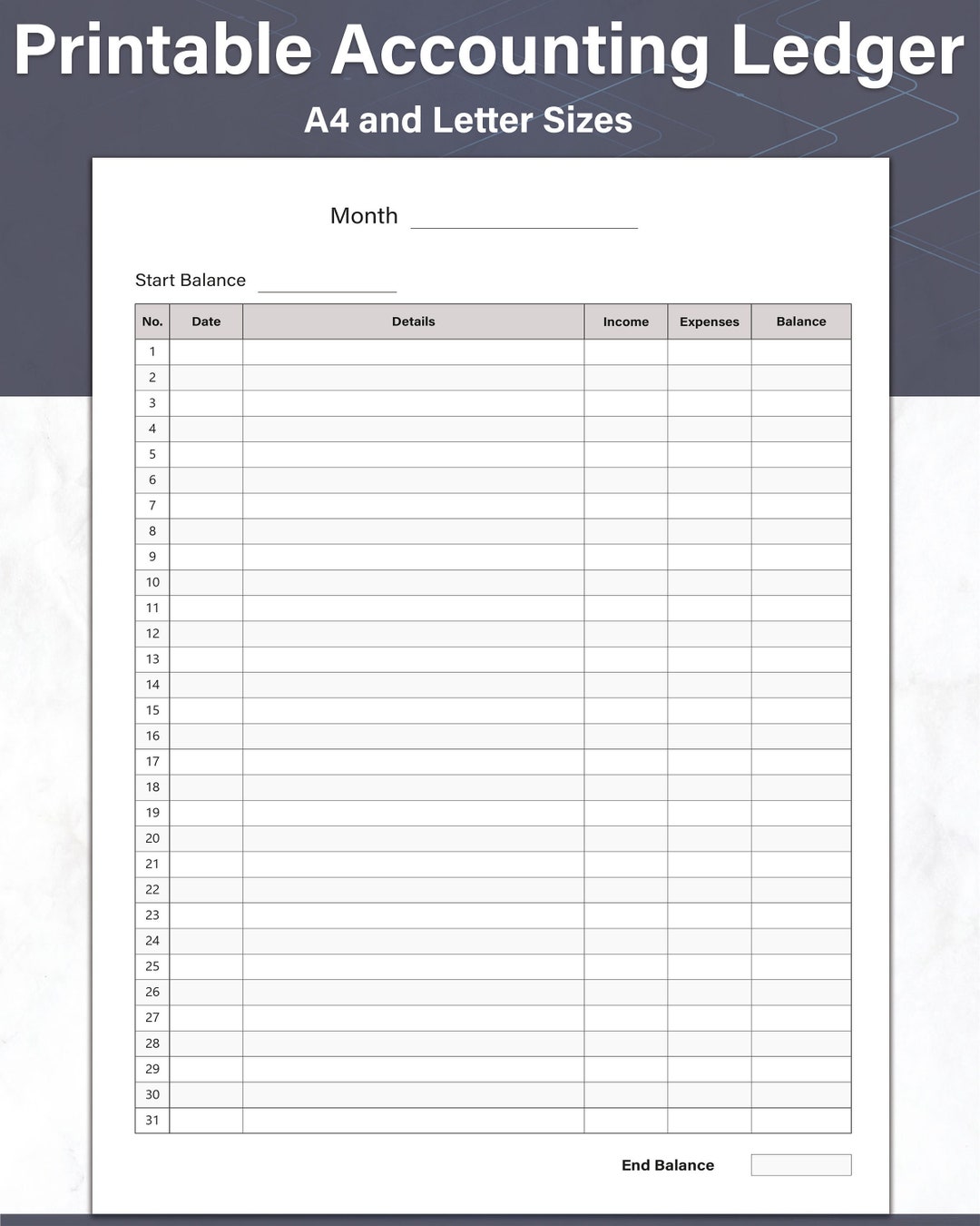 Printable Accounting Ledger Money Tracker and General Ledger - Etsy