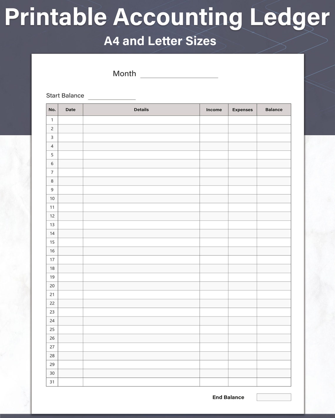 Printable Accounting Ledger Money Tracker and General Ledger - Etsy