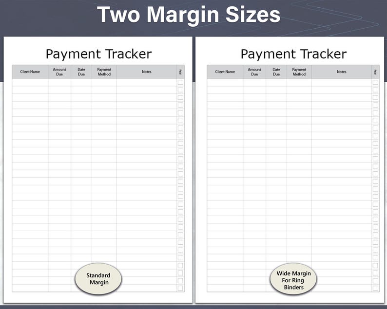 Payment Tracker, Simple Printable Fee Payment Tracker and Client ...