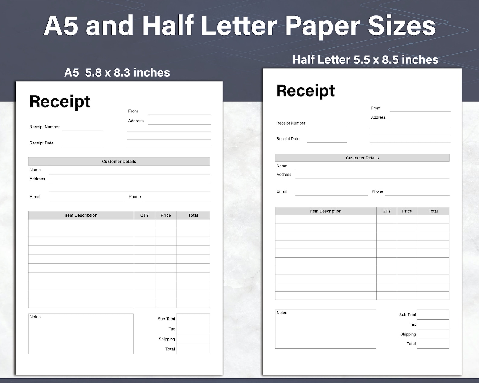 Order Receipt, Printable Customer Order Receipt Form, Sales Receipt ...
