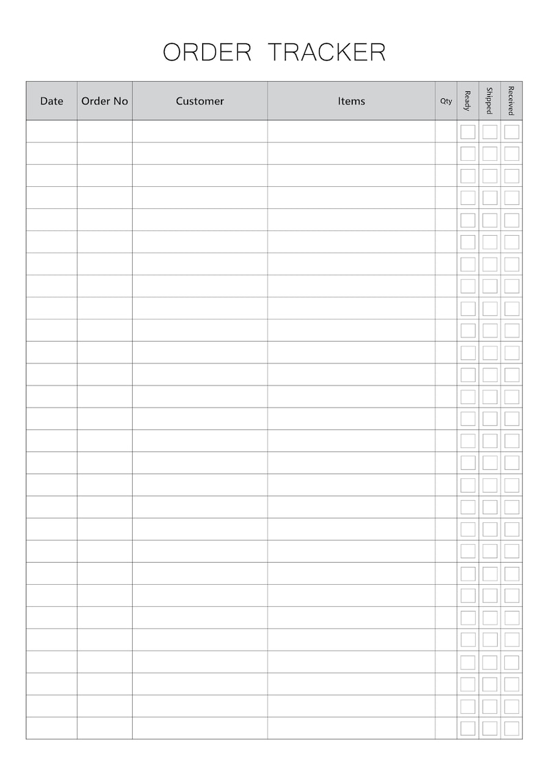 Order Tracker Printable Customer Order Log and Sales Tracker, Ideal for ...