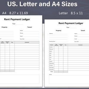 Rent Payment Tracker, Printable Rent Payment Ledger, Rental Payment Log ...