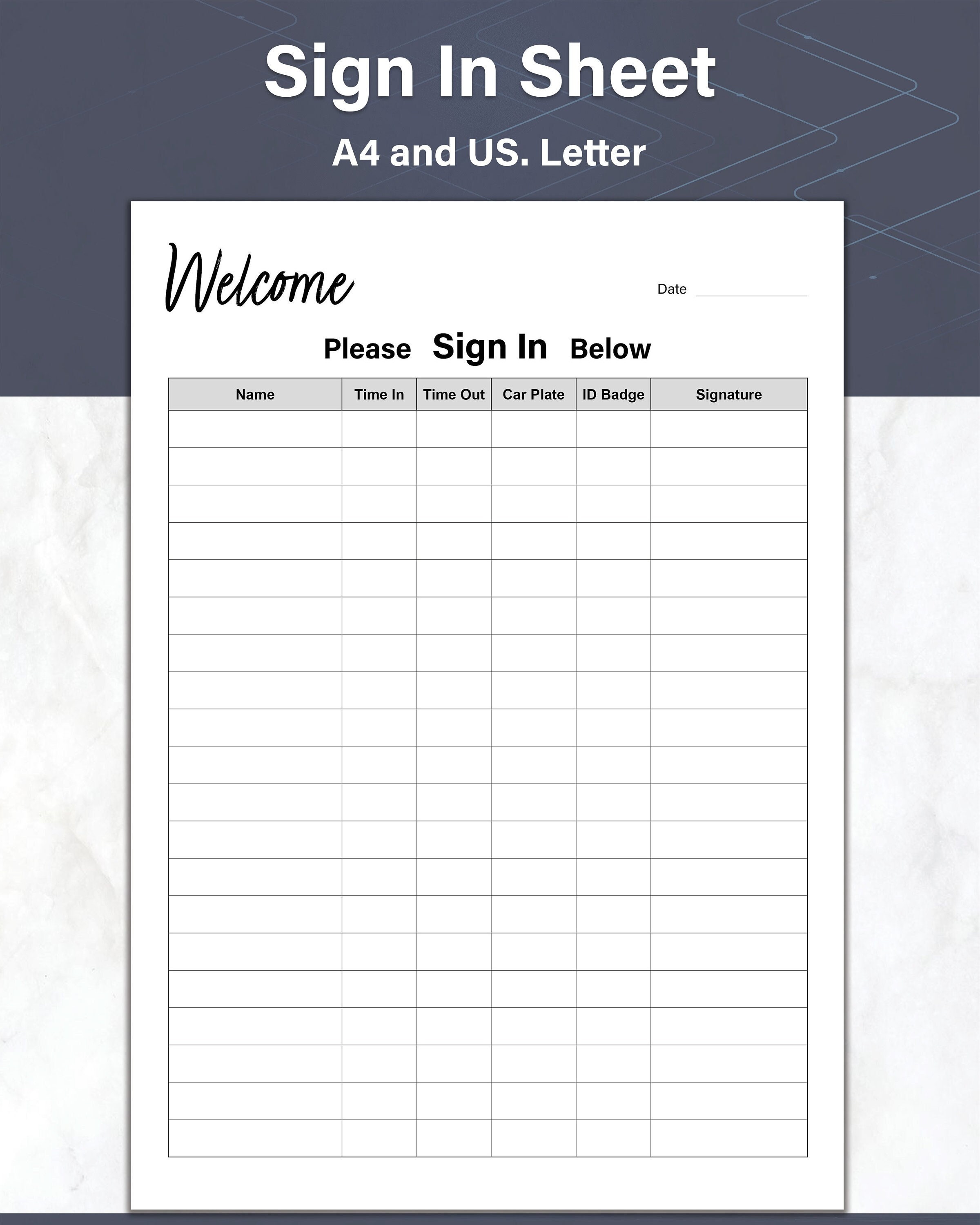 Sign in Sheet Printable Guest Sign in Form, Welcome Sheet, Open House ...