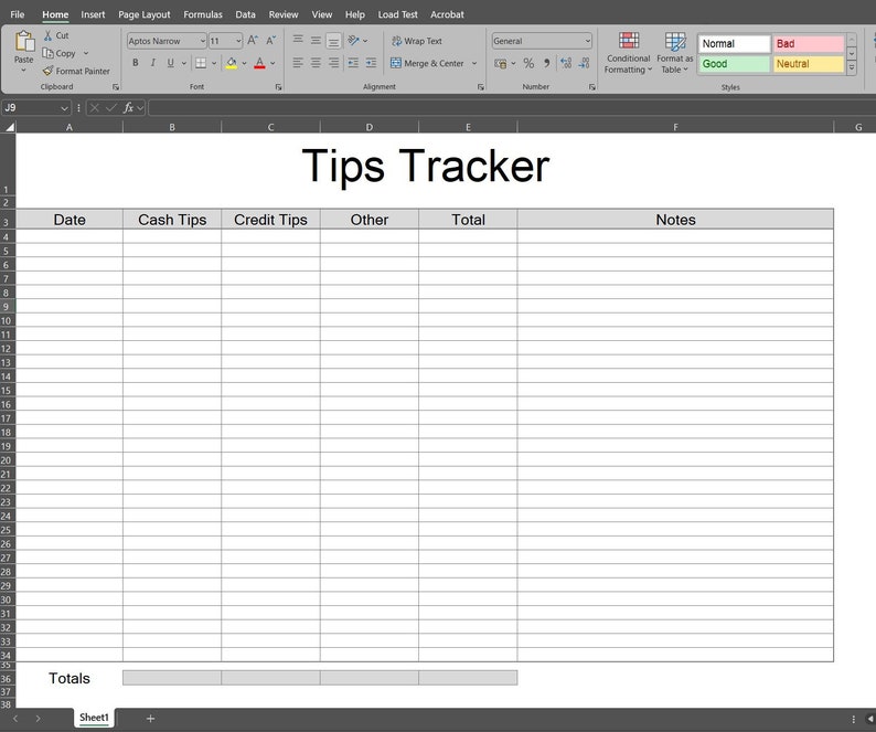Tips Tracker, Printable Server Tips Tracker for Bars Restaurants or Service Workers, Simple ...