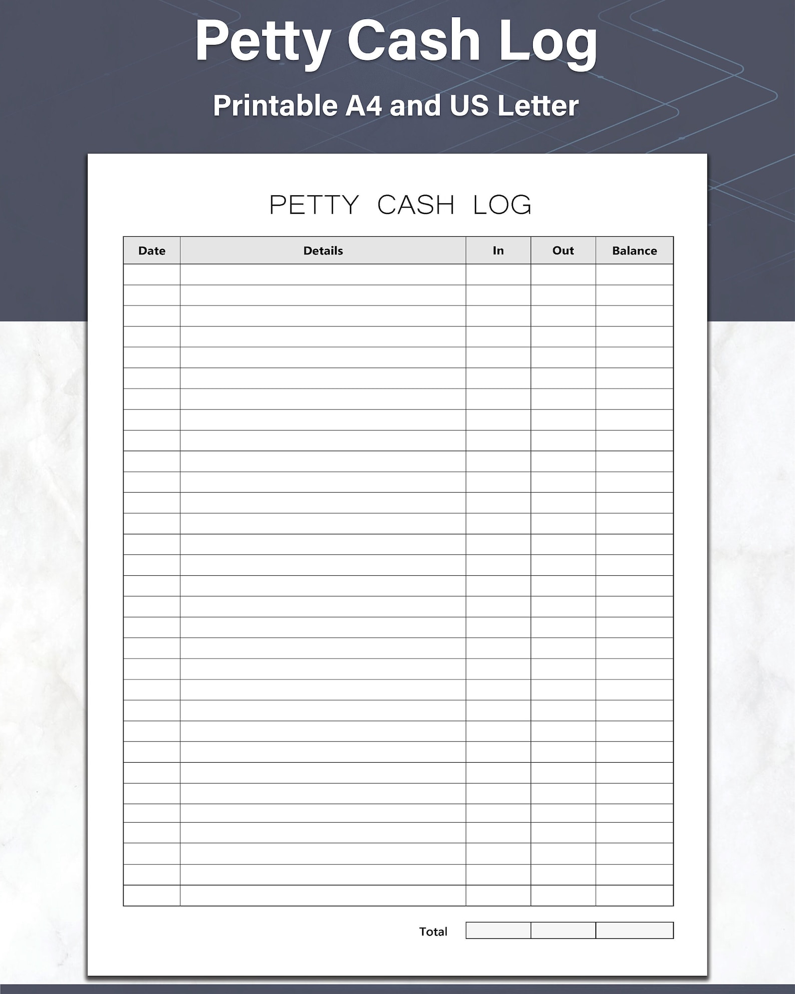Petty Cash Log Printable Cash Flow Sheet, Simple Petty Cash Template ...