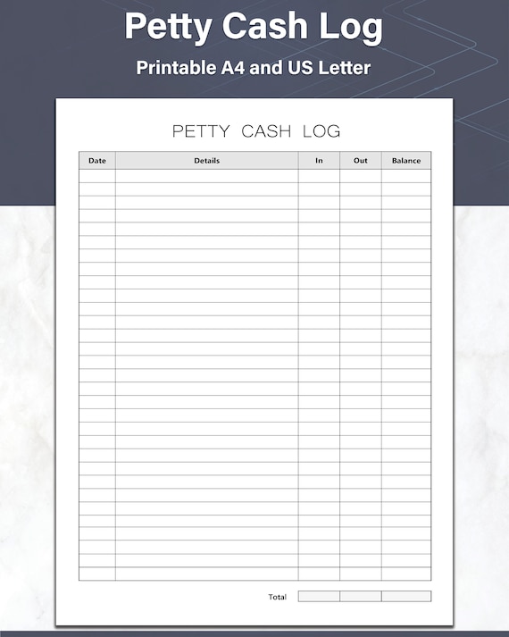 Petty Cash Log Excel Daily Cash Flow Log Book: Petty Cash Large Ledger