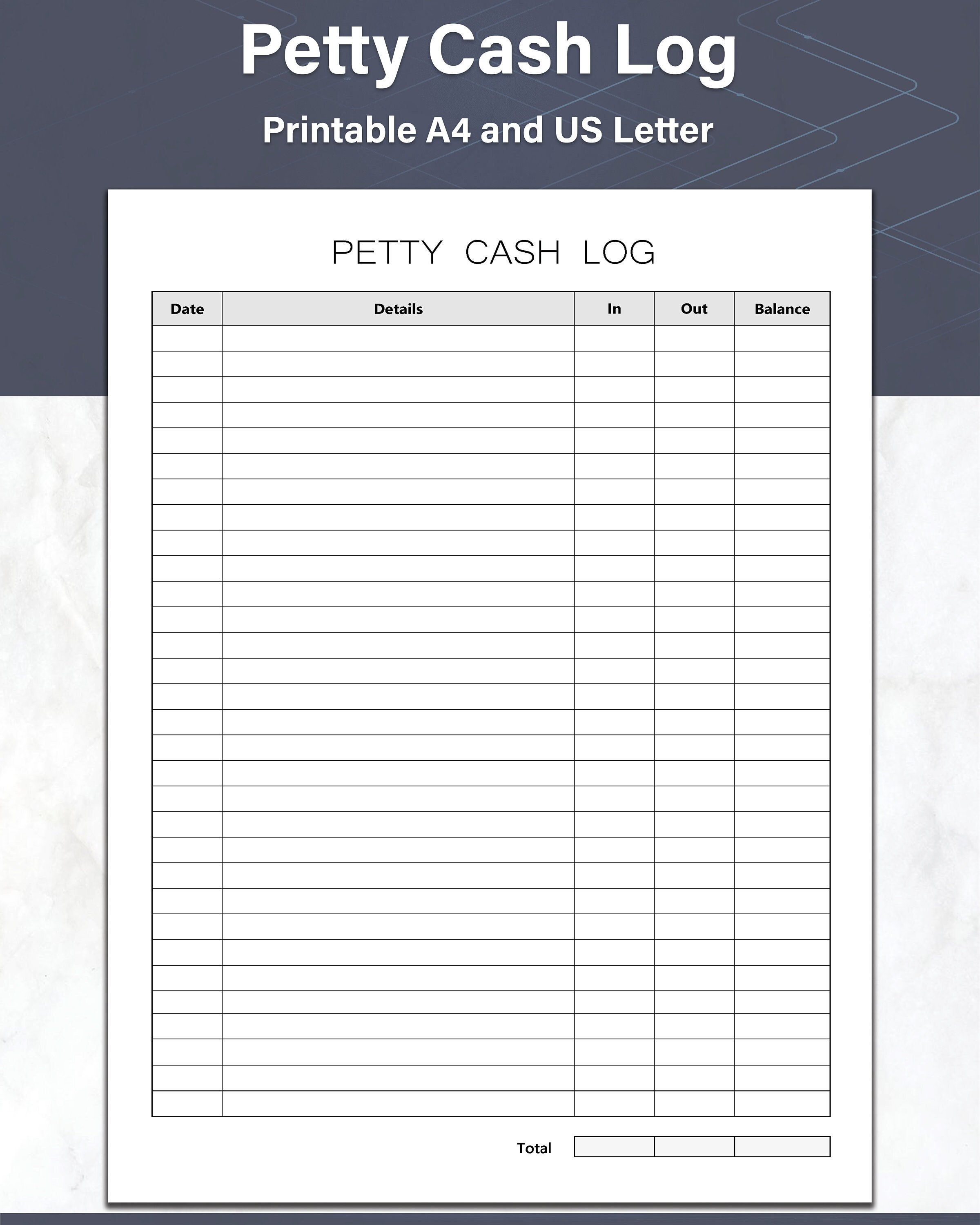 Petty Cash Log Printable Cash Flow Sheet Petty Cash Ledger Etsy New 