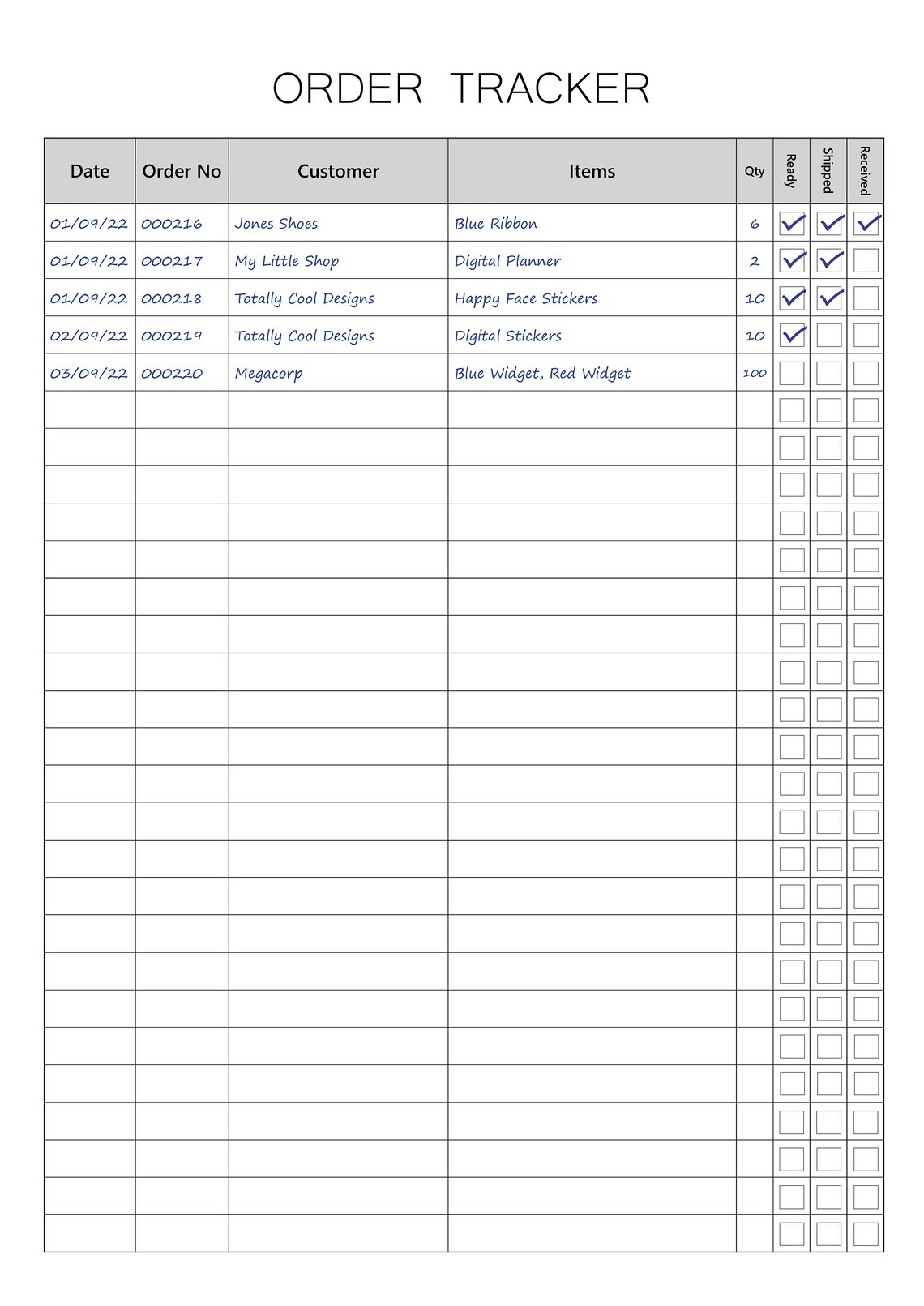 Order Tracker Printable Customer Order Log and Sales Tracker, Ideal for ...