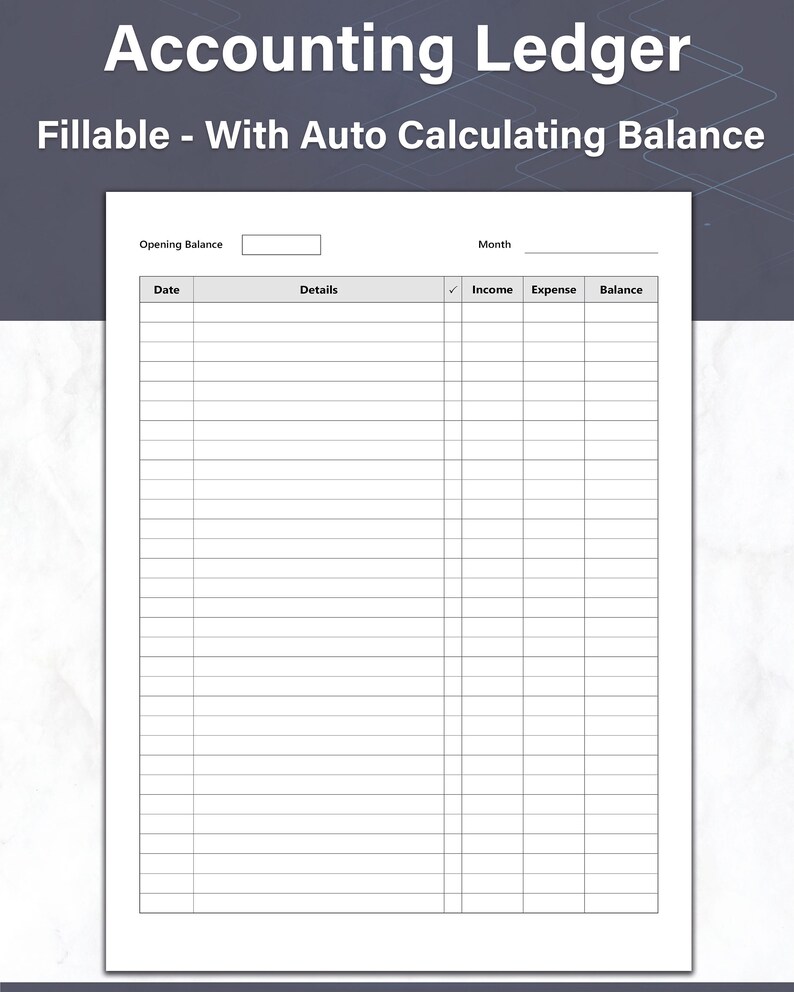 Accounting Ledger Sheet Fillable and Printable Accounts - Etsy