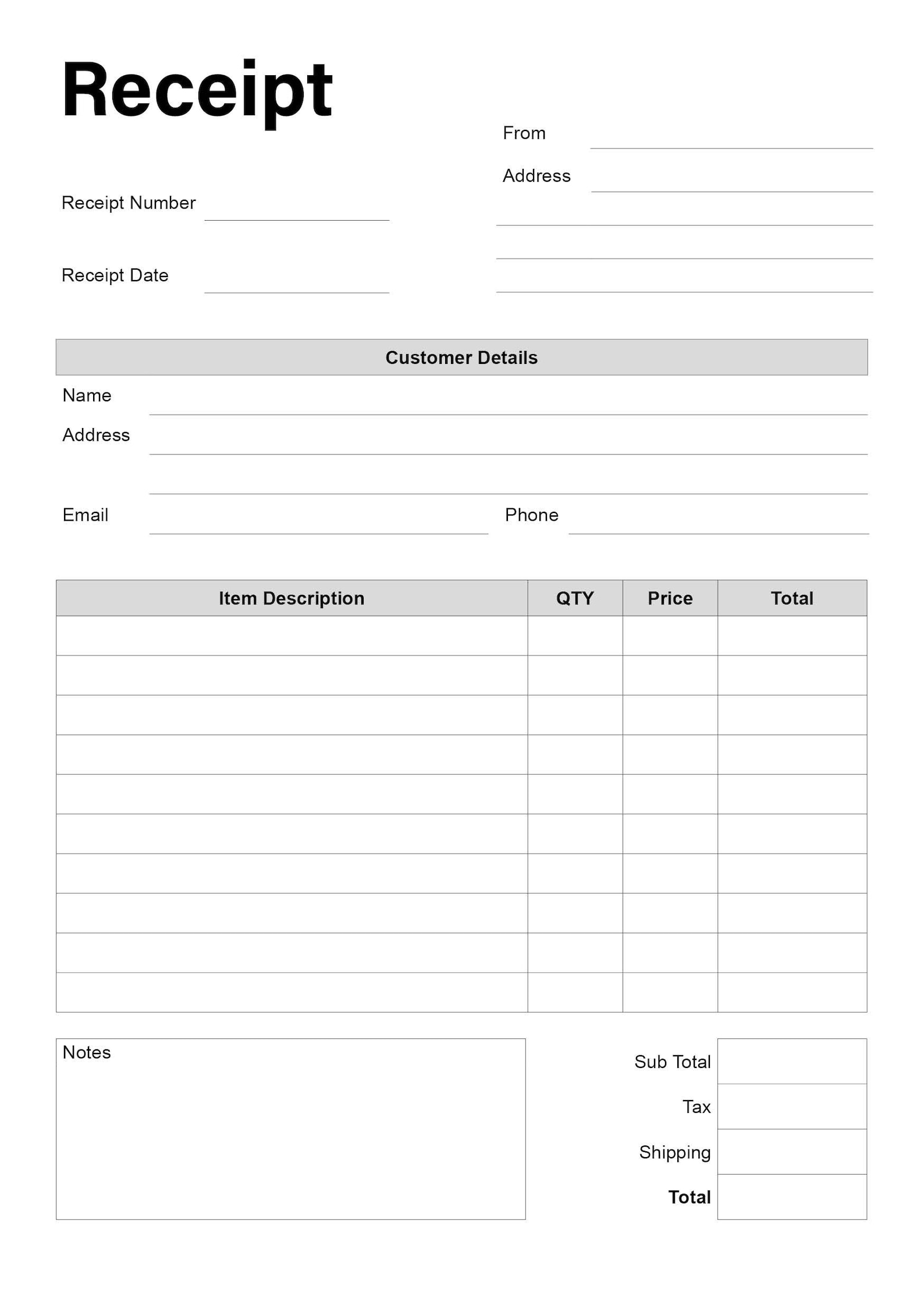 Order Receipt, Printable Customer Order Receipt Form, Sales Receipt ...