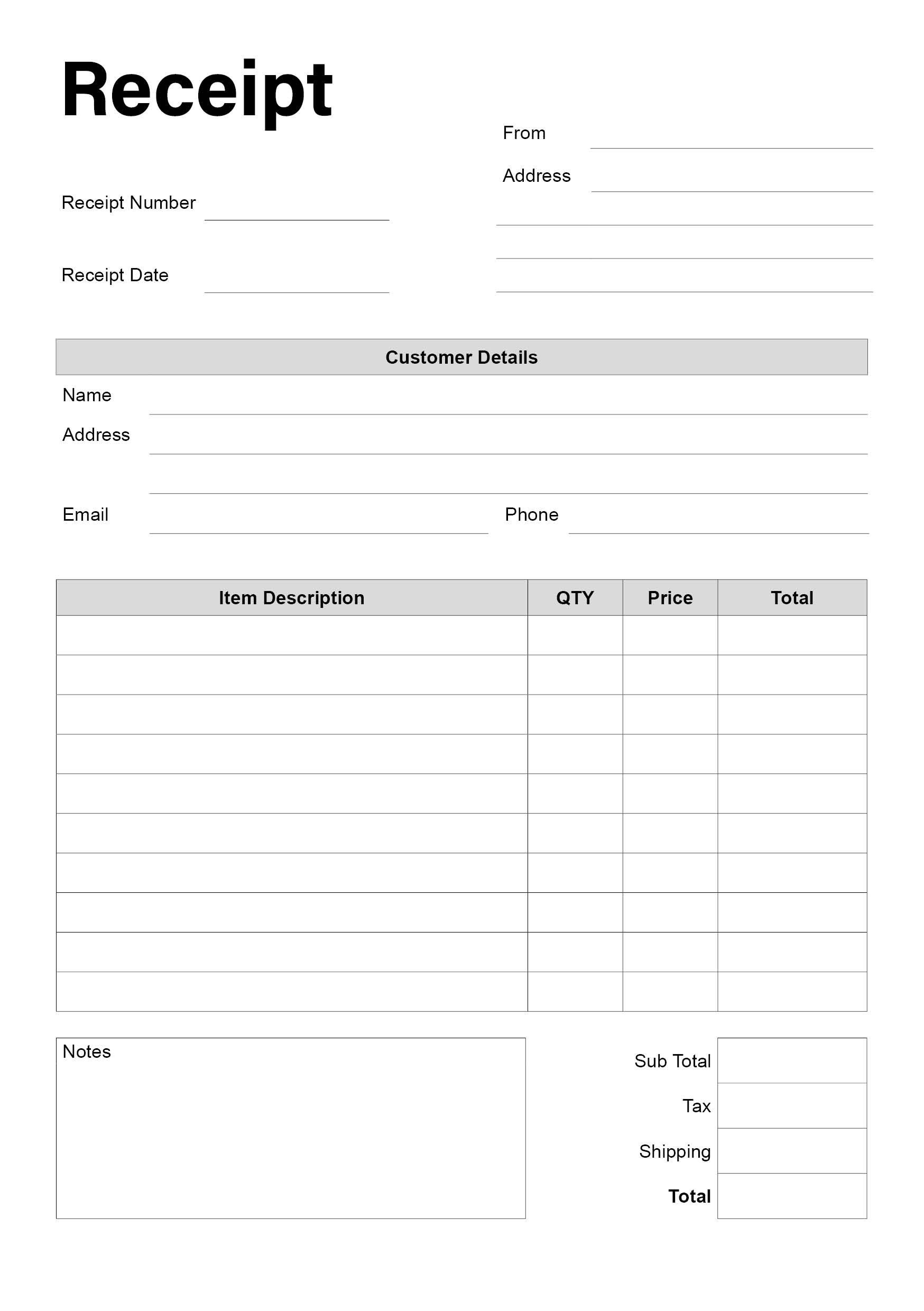 Order Receipt, Printable Customer Order Receipt Form, Sales Receipt ...